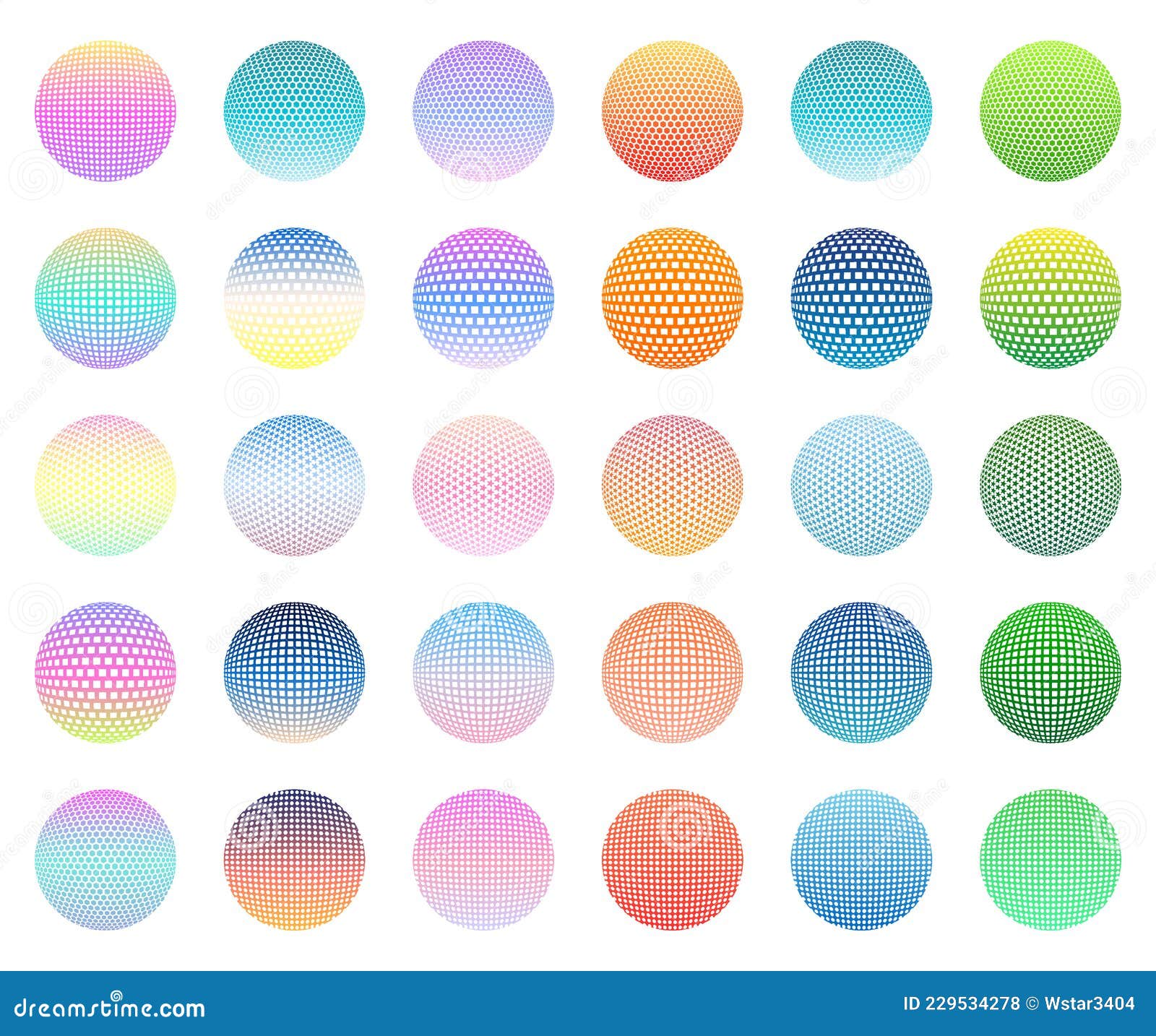 Gradient Dotted Sphere Globes Vector Element Set Stock Vector ...