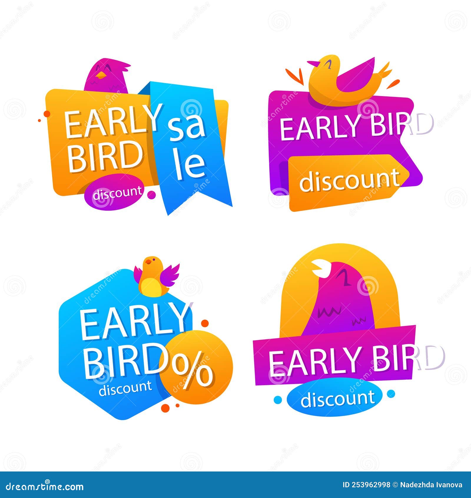 Gradient Early Bird Label Set Vector Illustration Stock Vector ...