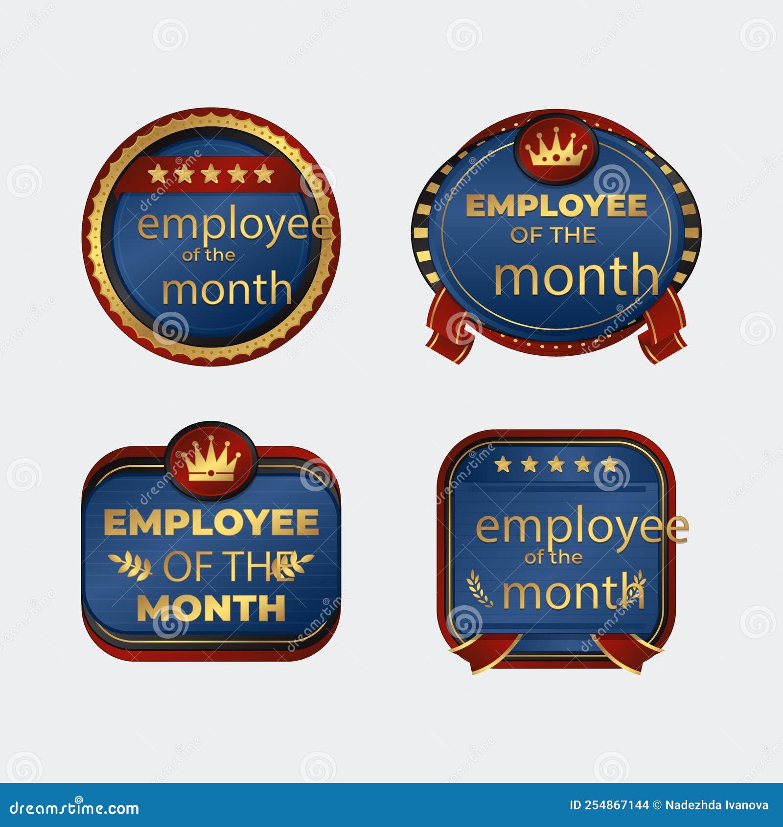 Gradient Employee of the Month Badges Vector Illustration Stock Vector ...