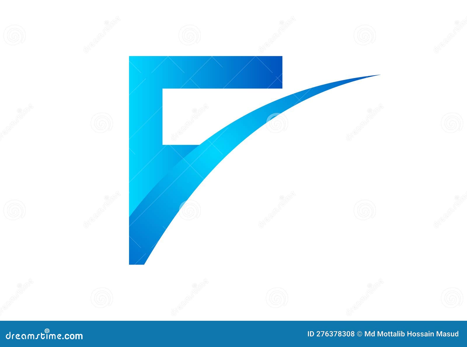 Gradient F Letter Logo Design with Swoosh, Vector Illustration Stock ...