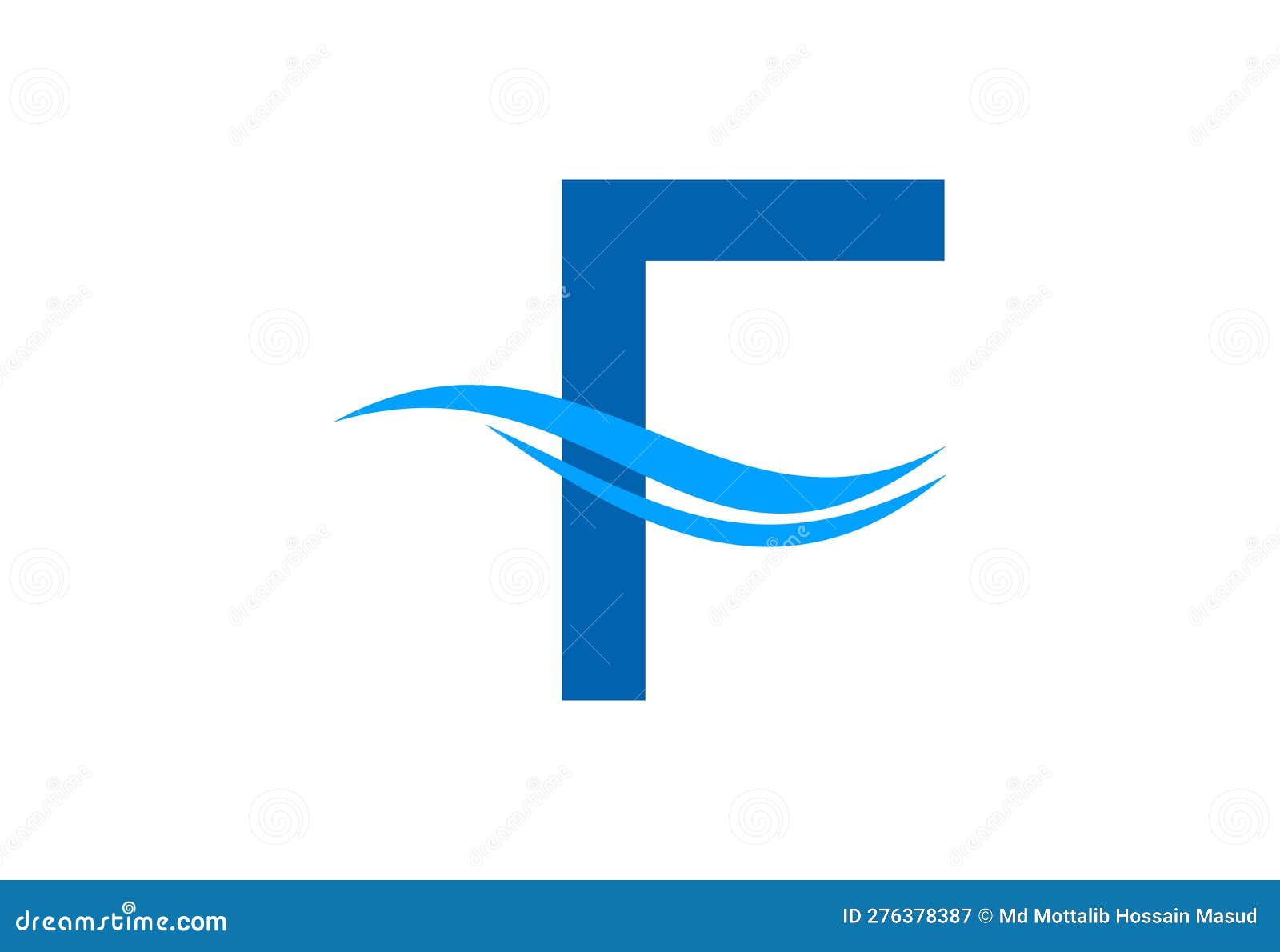 Gradient F Letter Logo Design with Swoosh, Vector Illustration Stock ...
