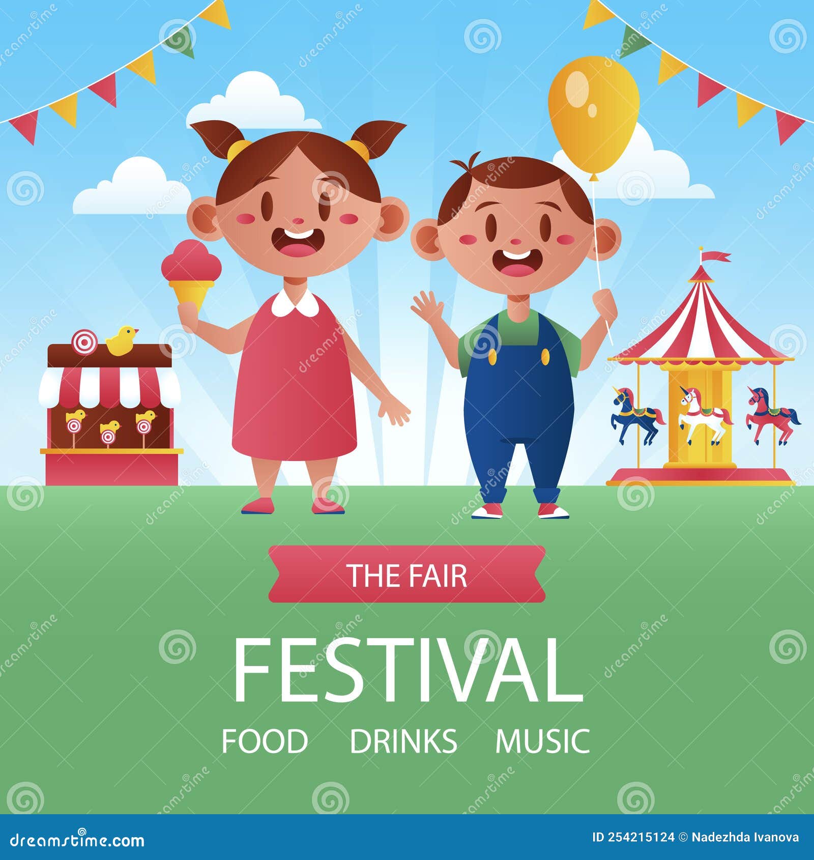 Gradient Fair Celebration Posts Set Vector Illustration Stock Vector ...