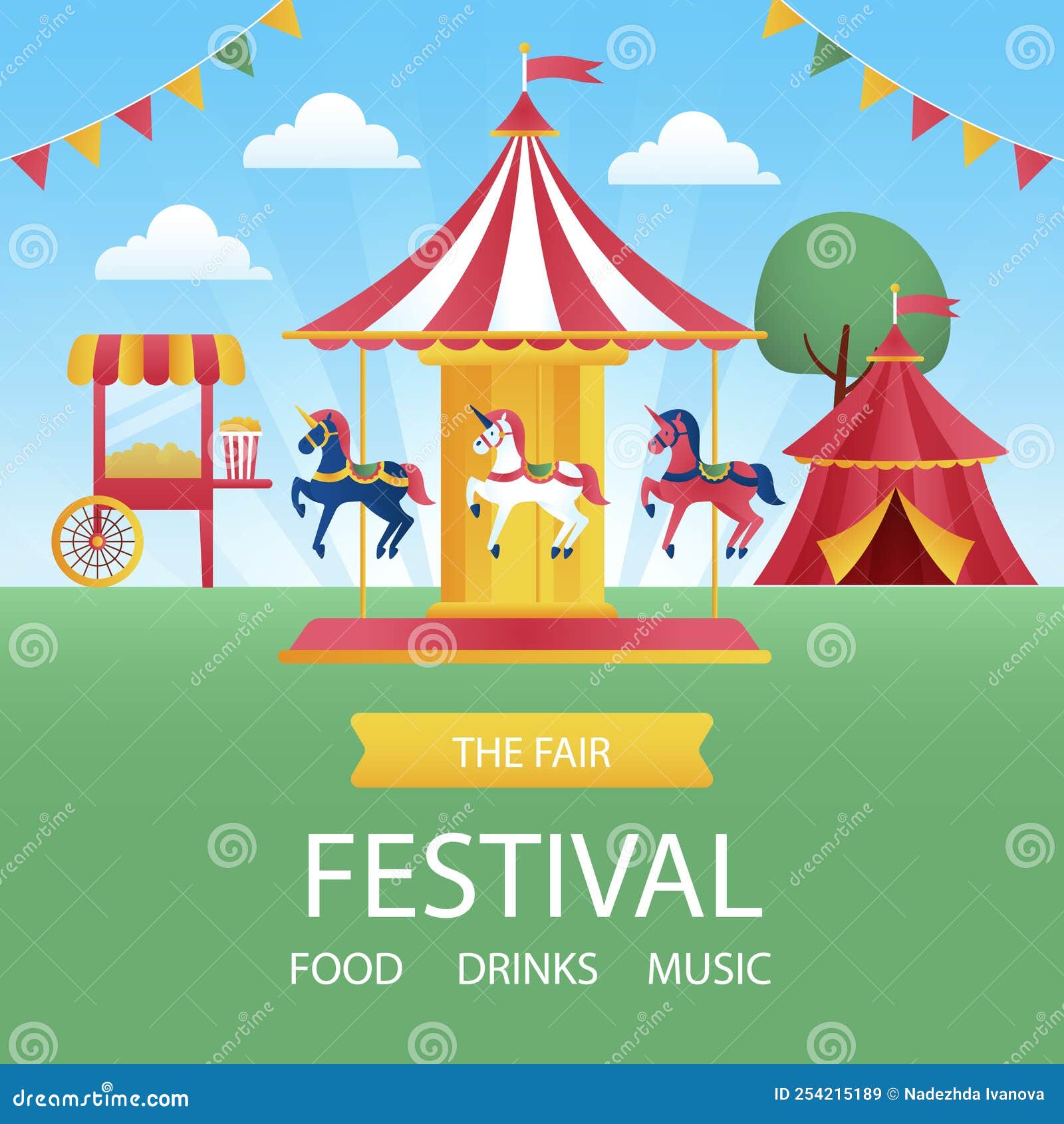 Gradient Fair Celebration Posts Set Vector Illustration Stock Vector ...