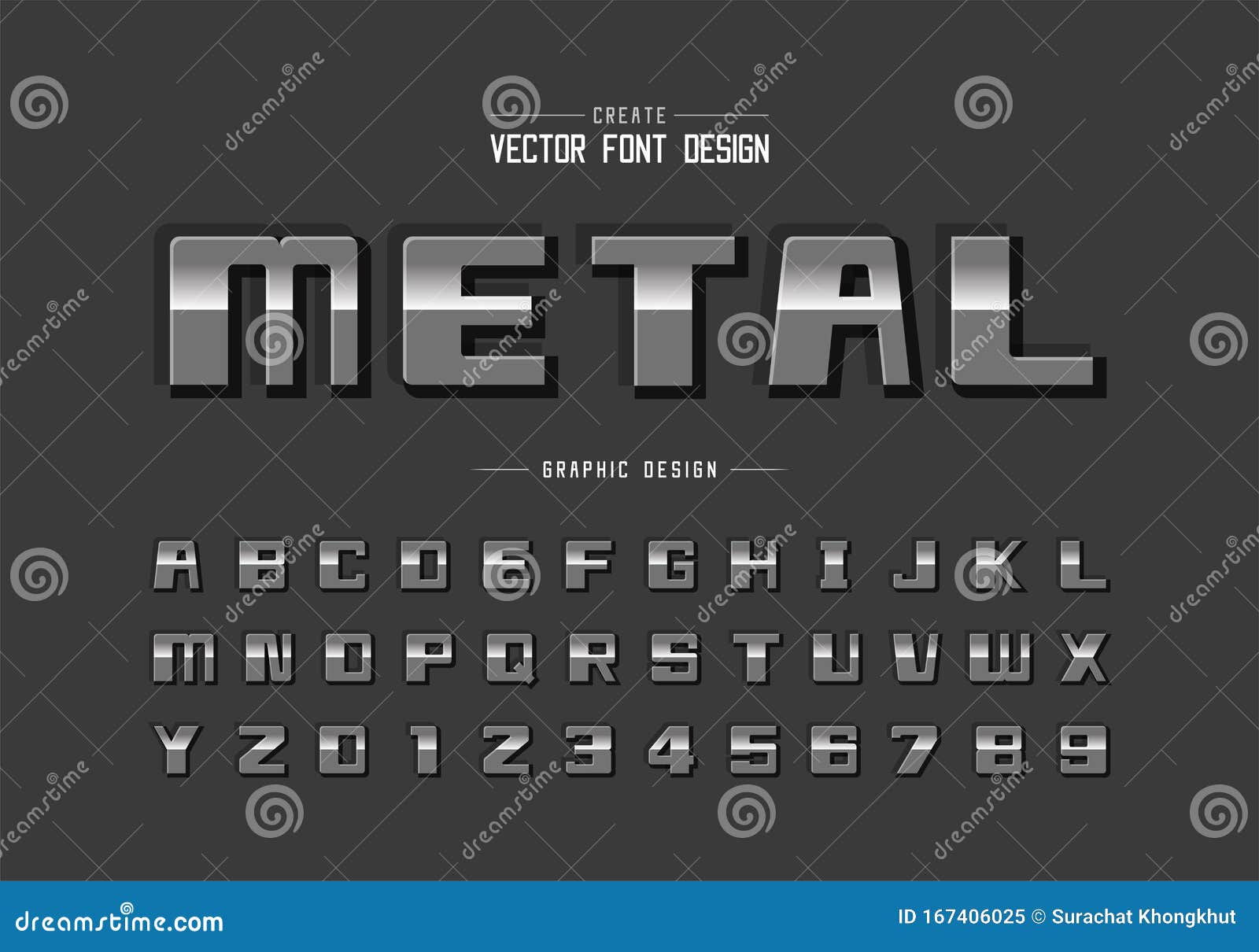 Gradient Font and Reflective Alphabet Vector, Bold Square Typeface ...