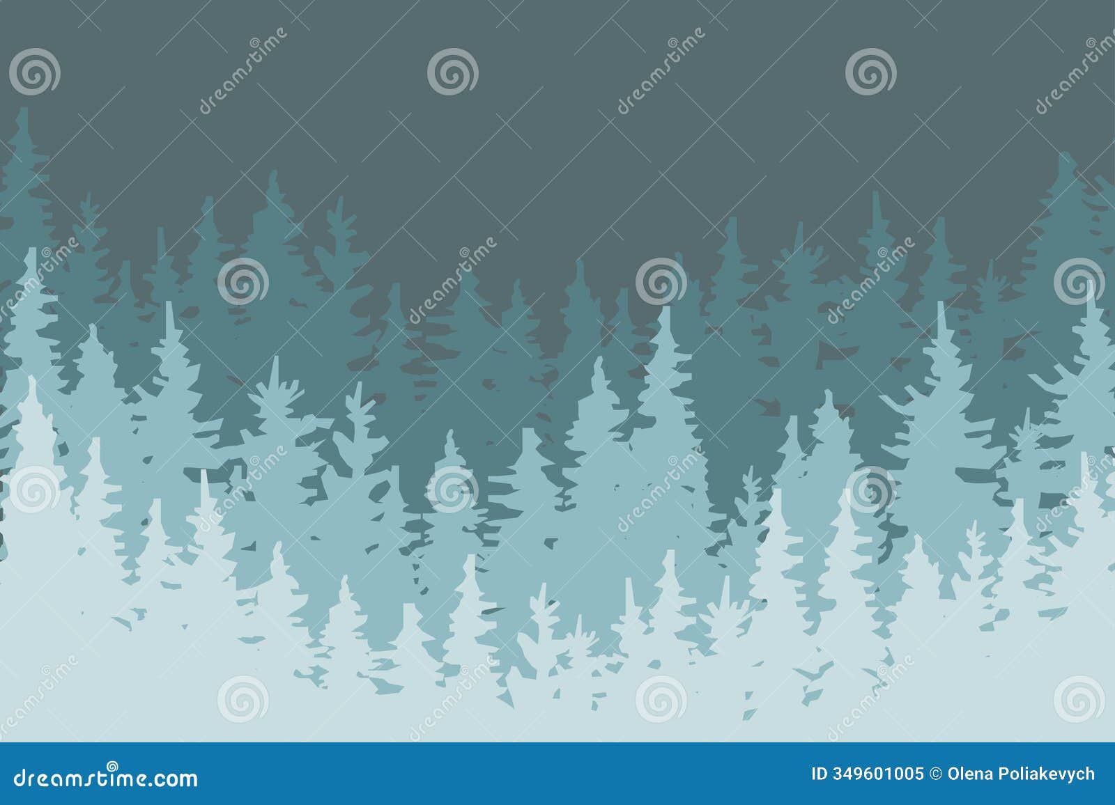 Gradient Forest Layers. Evergreen Tree Silhouettes. Blue Nature ...