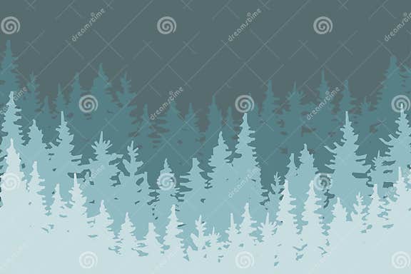Gradient Forest Layers. Evergreen Tree Silhouettes. Blue Nature ...