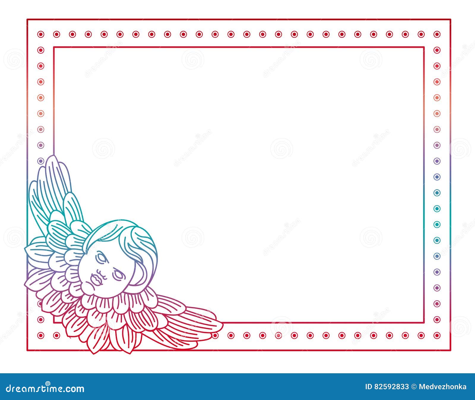Gradient Frame with Angel in Vintage Style. Custom Element for D Stock ...
