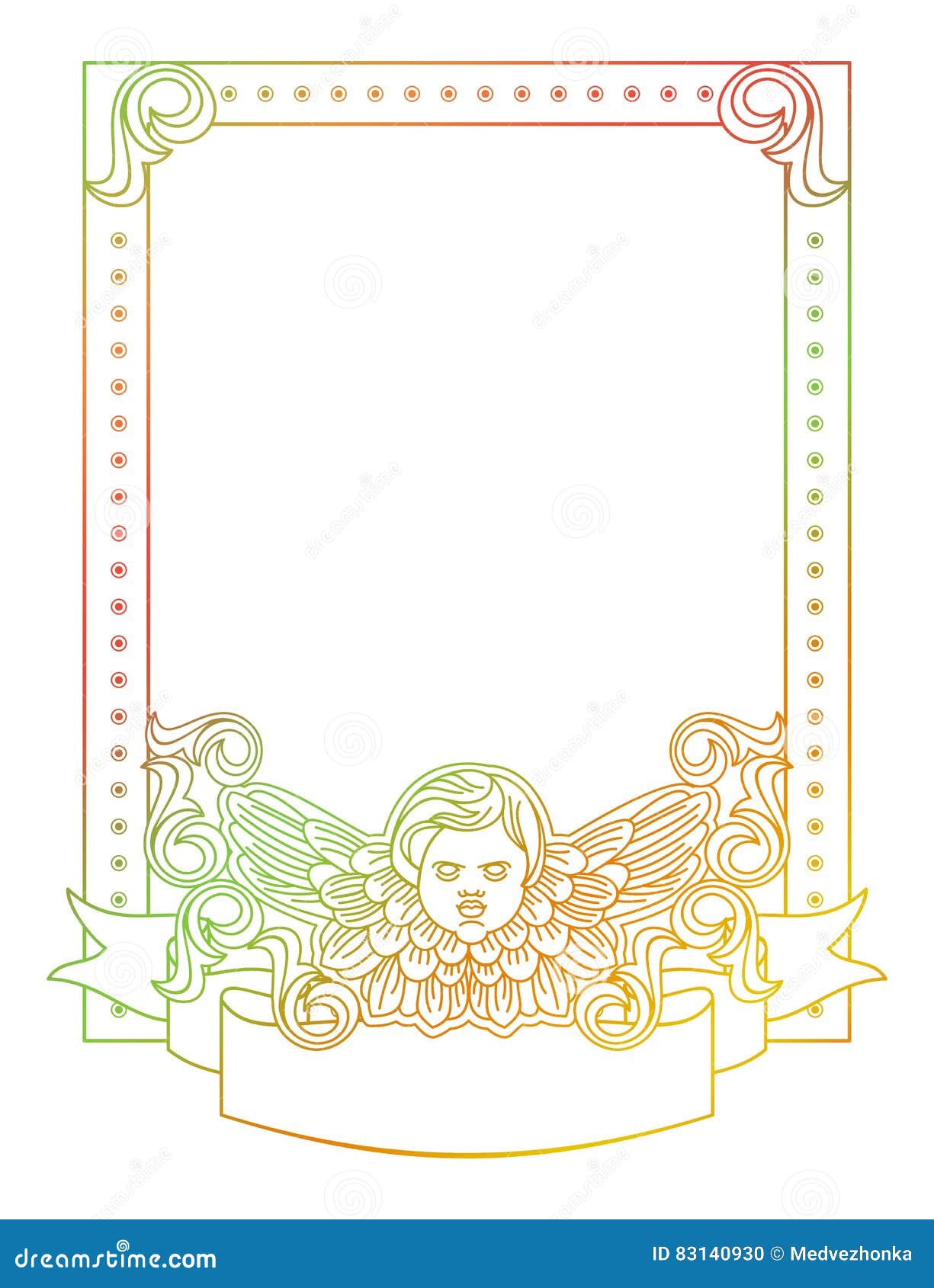 Gradient Frame with Angel in Vintage Style. Custom Element for D Stock ...