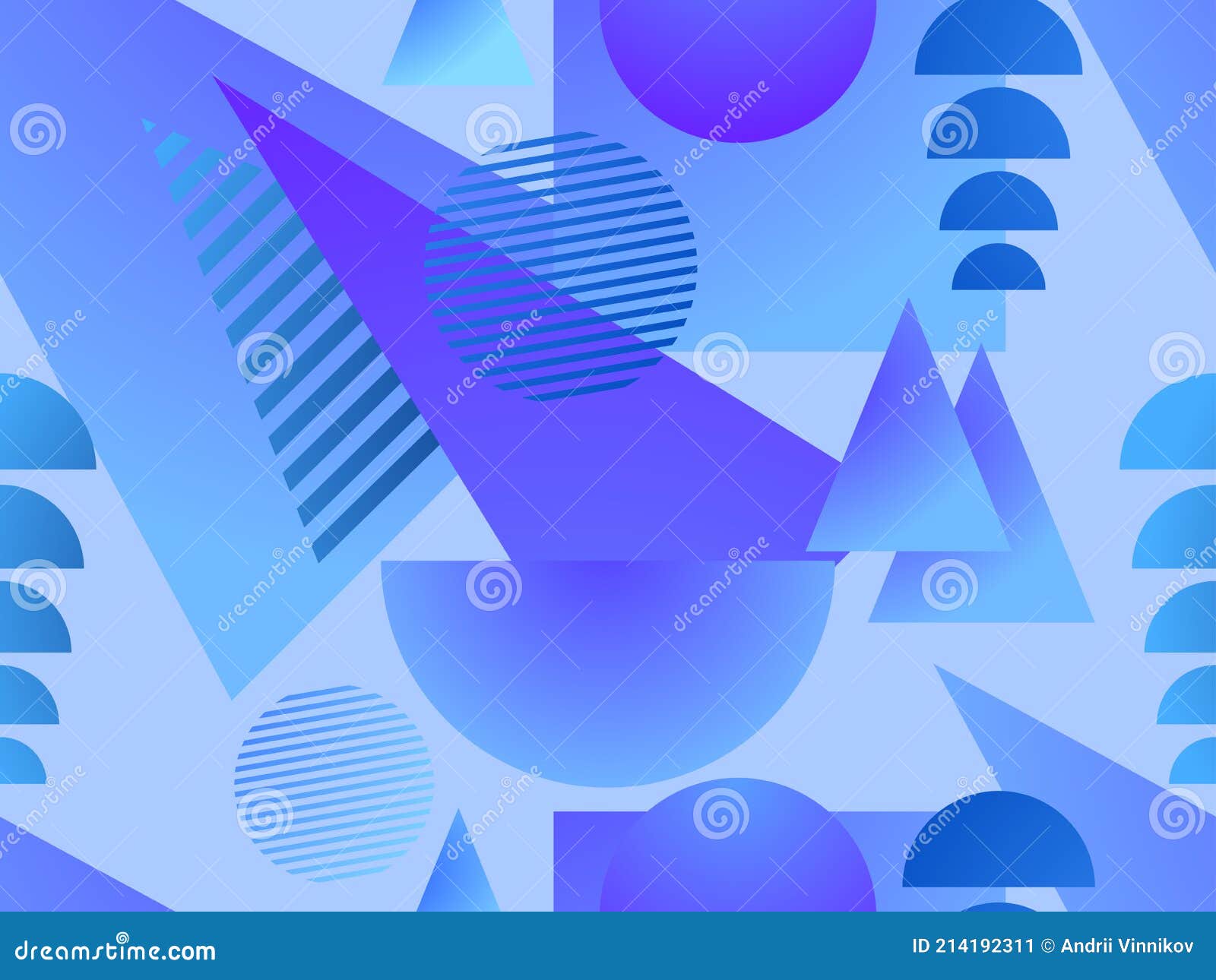 Gradient Geometric Seamless Pattern in 80s Style with Memphis Elements ...