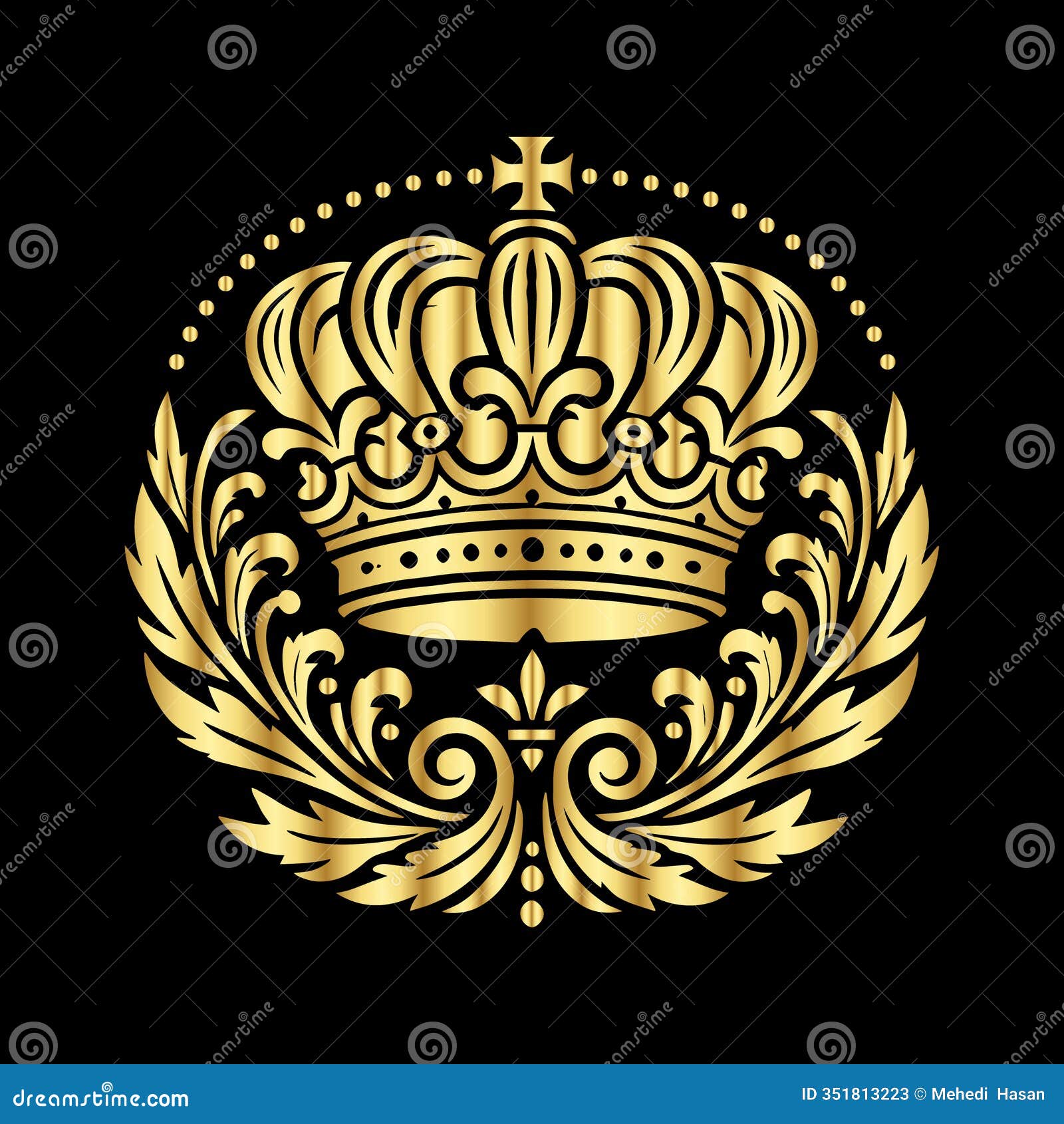 Gradient Gold Crown Logo Template Stock Illustration - Illustration of ...