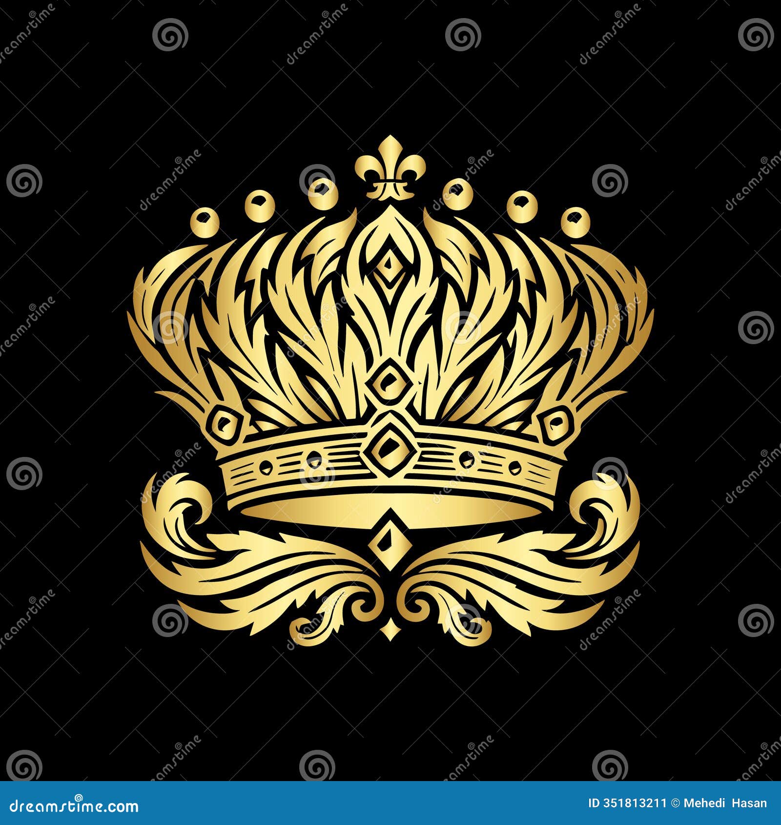 Gradient Gold Crown Logo Template Stock Illustration - Illustration of ...