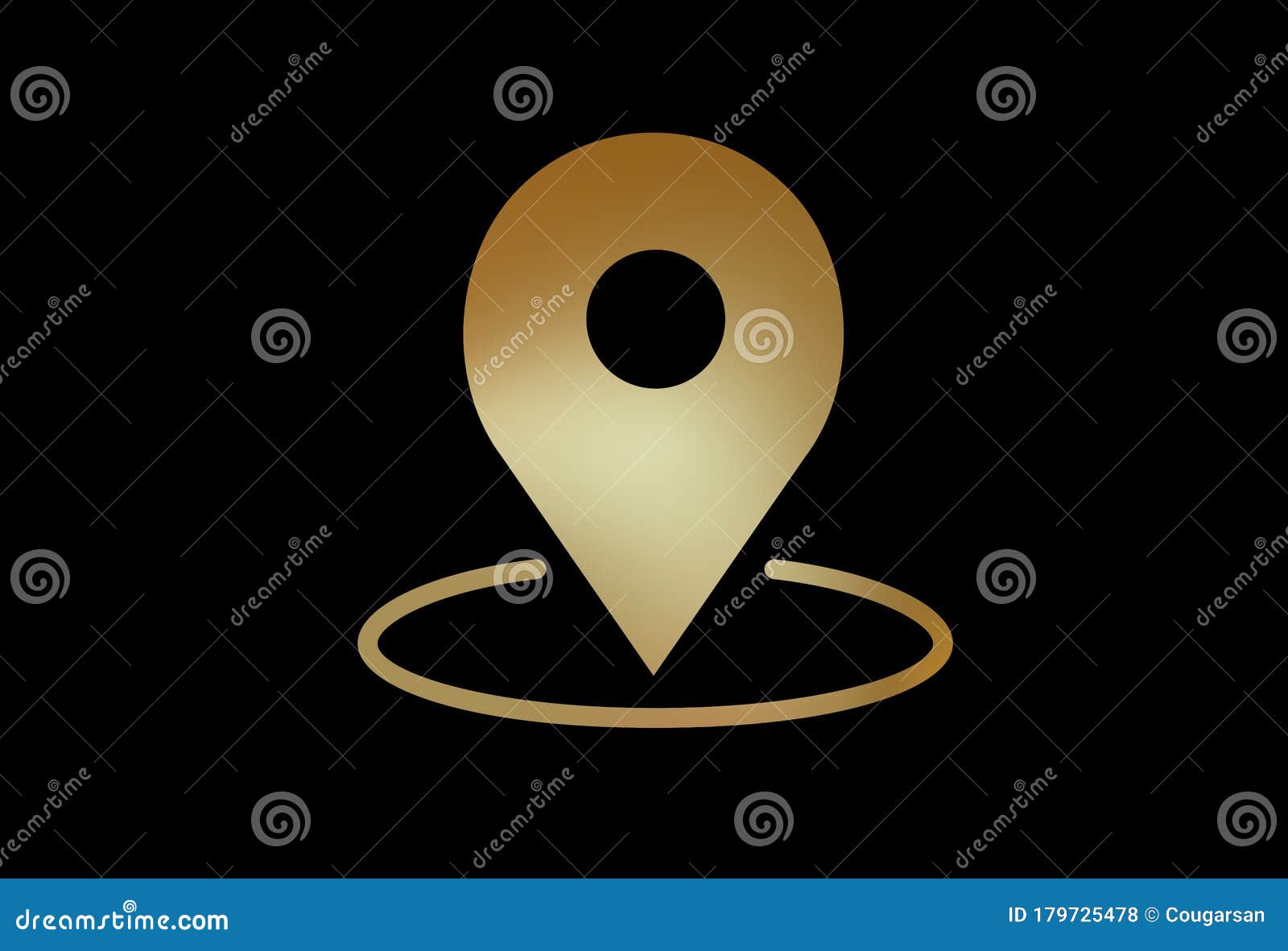 Gradient Gold Online Location Pin Sign Flat Icon Symbol Vector Format ...