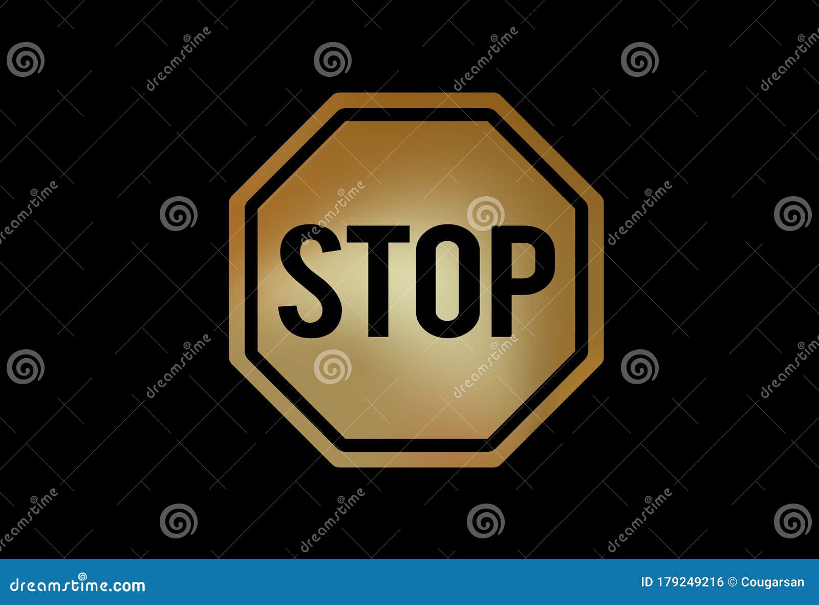 Gradient Gold Stop Warning Sign Flat Icon Symbol Vector Format Stock ...