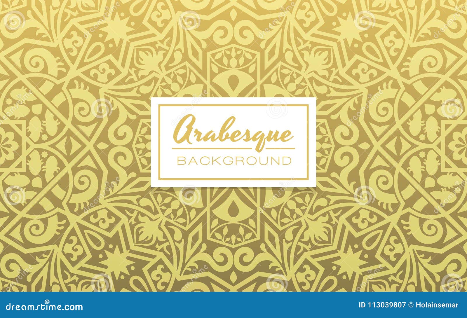 Gradient Golden Arabesque Background Design Stock Vector - Illustration ...