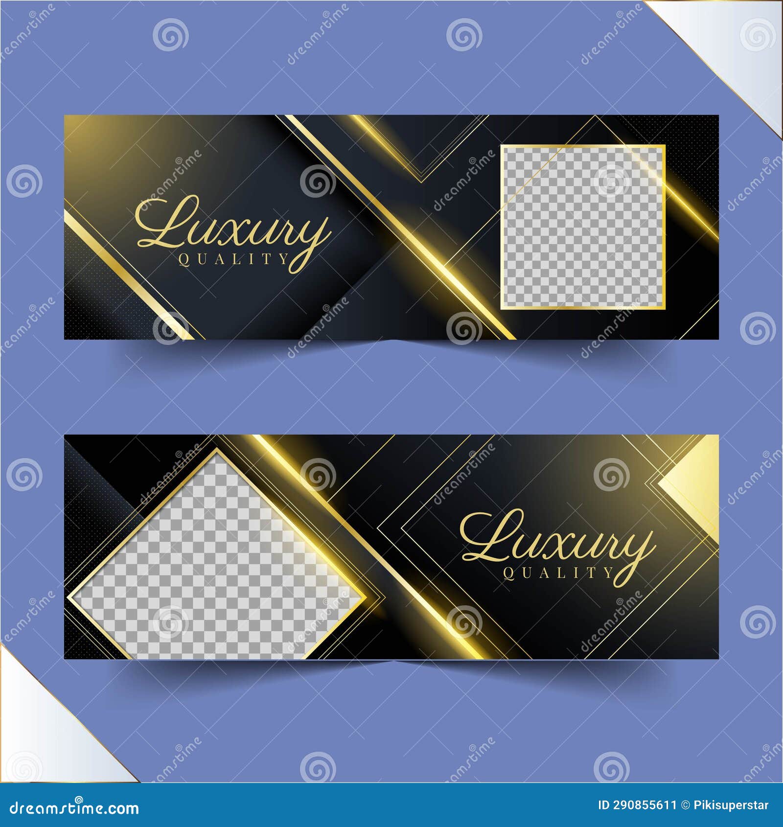 Gradient Golden Luxury Banners Set with Photo Vector Design Stock ...