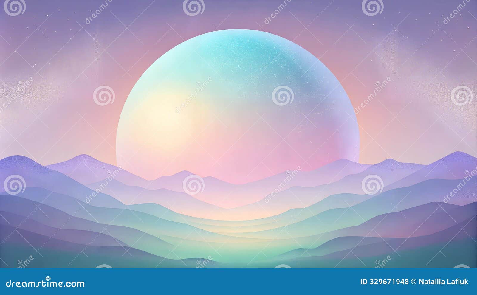 Gradient Grainy Texture with Waves Representing Mountains and Sun on ...