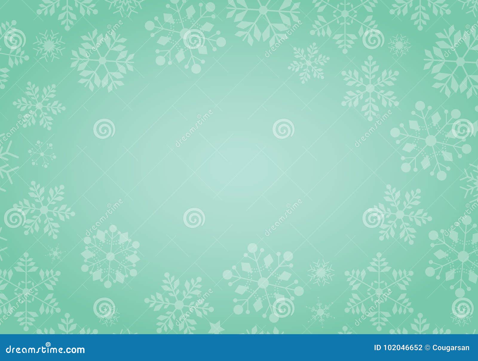 Gradient Green Winter Background with Snowflake Border Stock Vector ...