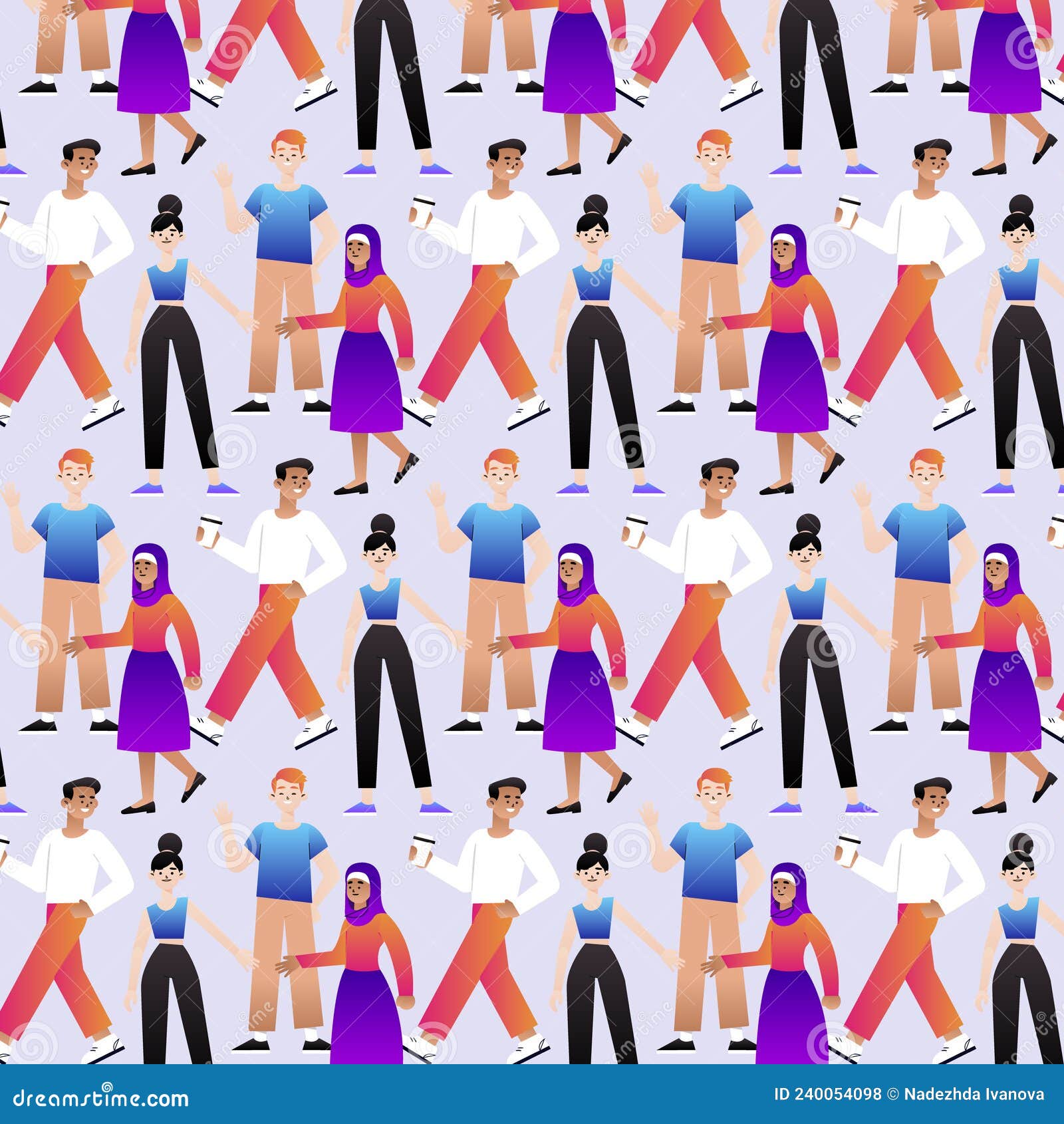Gradient Group of People Pattern Vector Illustration. Stock Vector ...