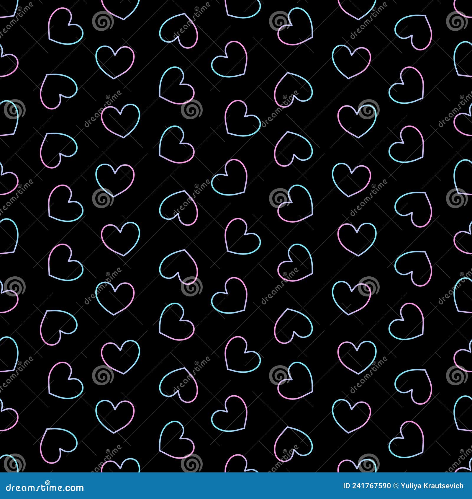 Gradient Hearts Pattern on Black Background. Vector Stock Vector ...