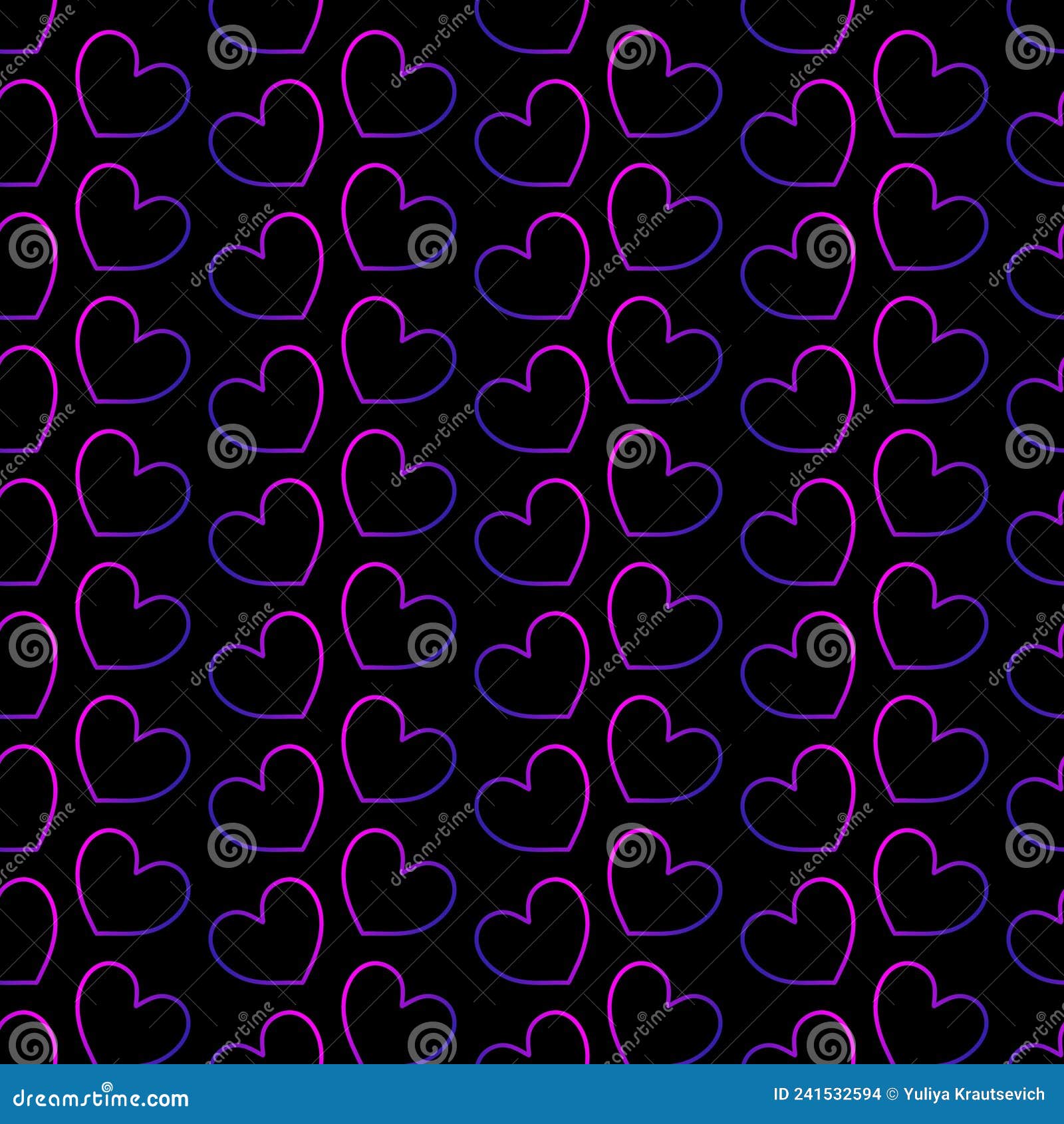 Gradient Hearts Pattern on Black Background. Vector Stock Vector ...