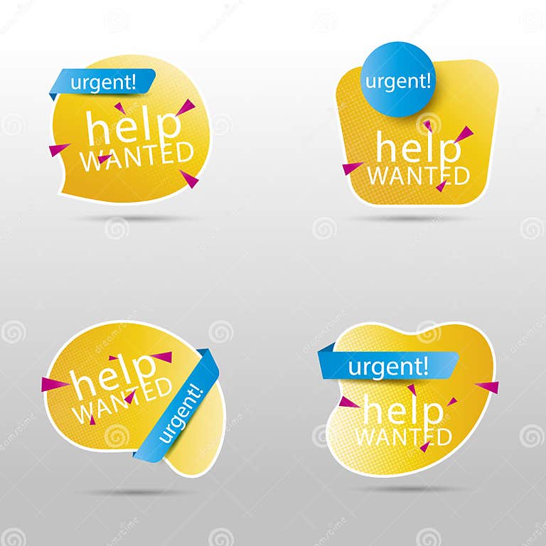 Gradient Help Wanted Badges Set Vector Illustration Stock Vector ...