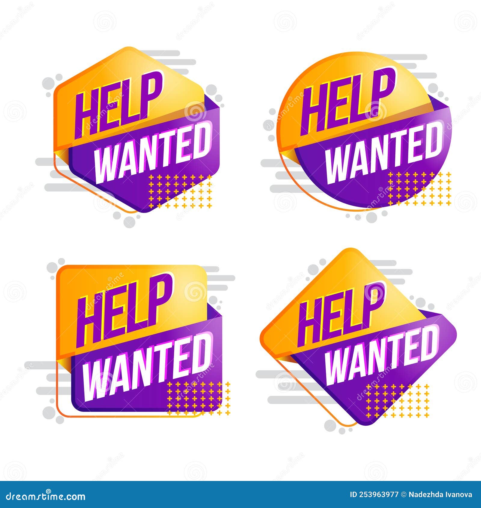 Gradient Help Wanted Labels Design Vector Illustration Stock Vector ...