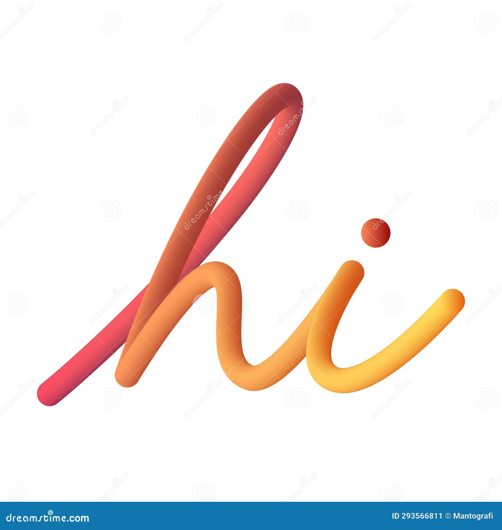 Colorful Hi Typography, with 3D Color Gradations Like Balloons. Stock ...