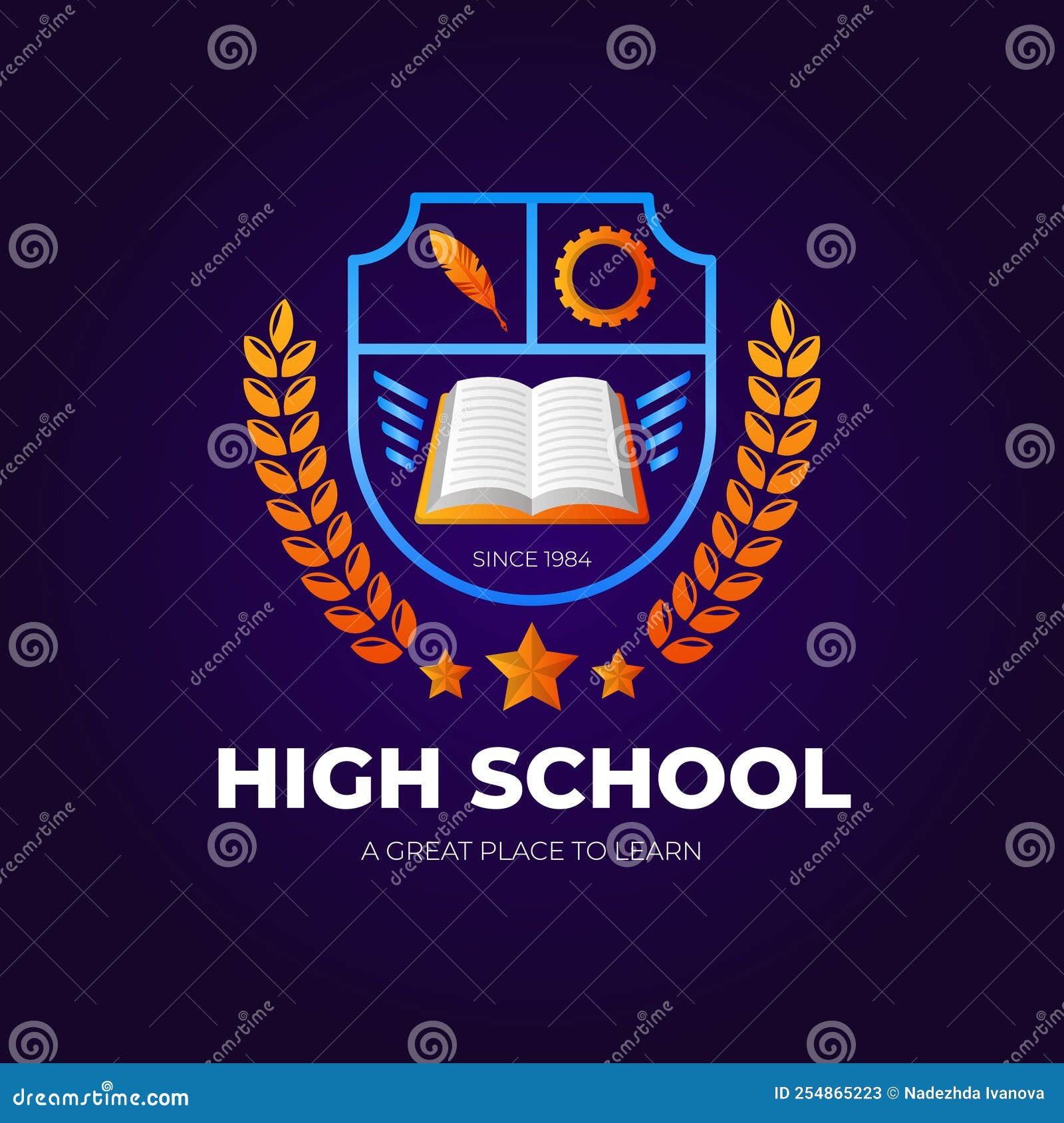 Gradient High School Logo Design Vector Illustration Stock Vector ...