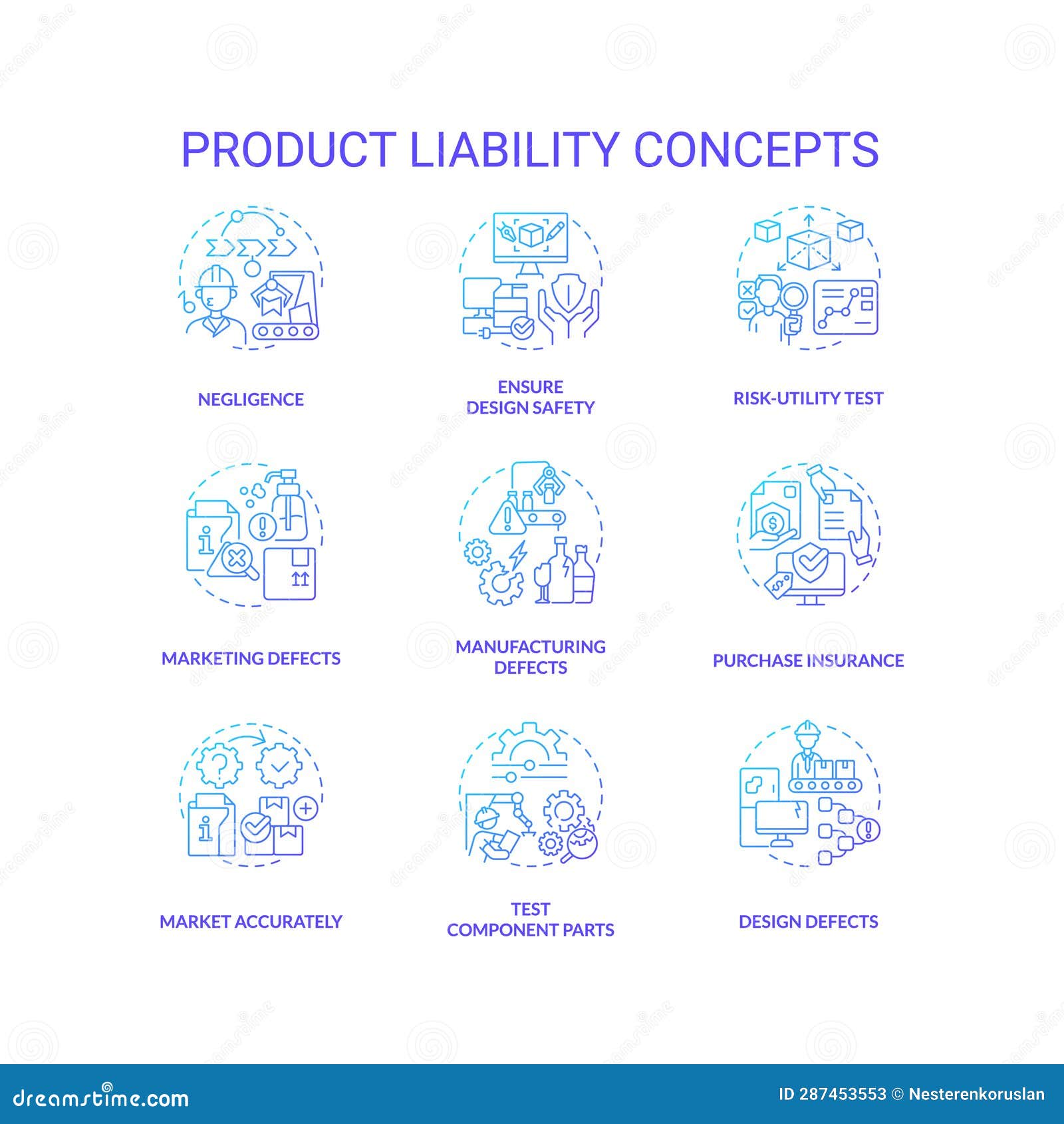 Gradient Icons Representing Product Liability Concepts Stock ...