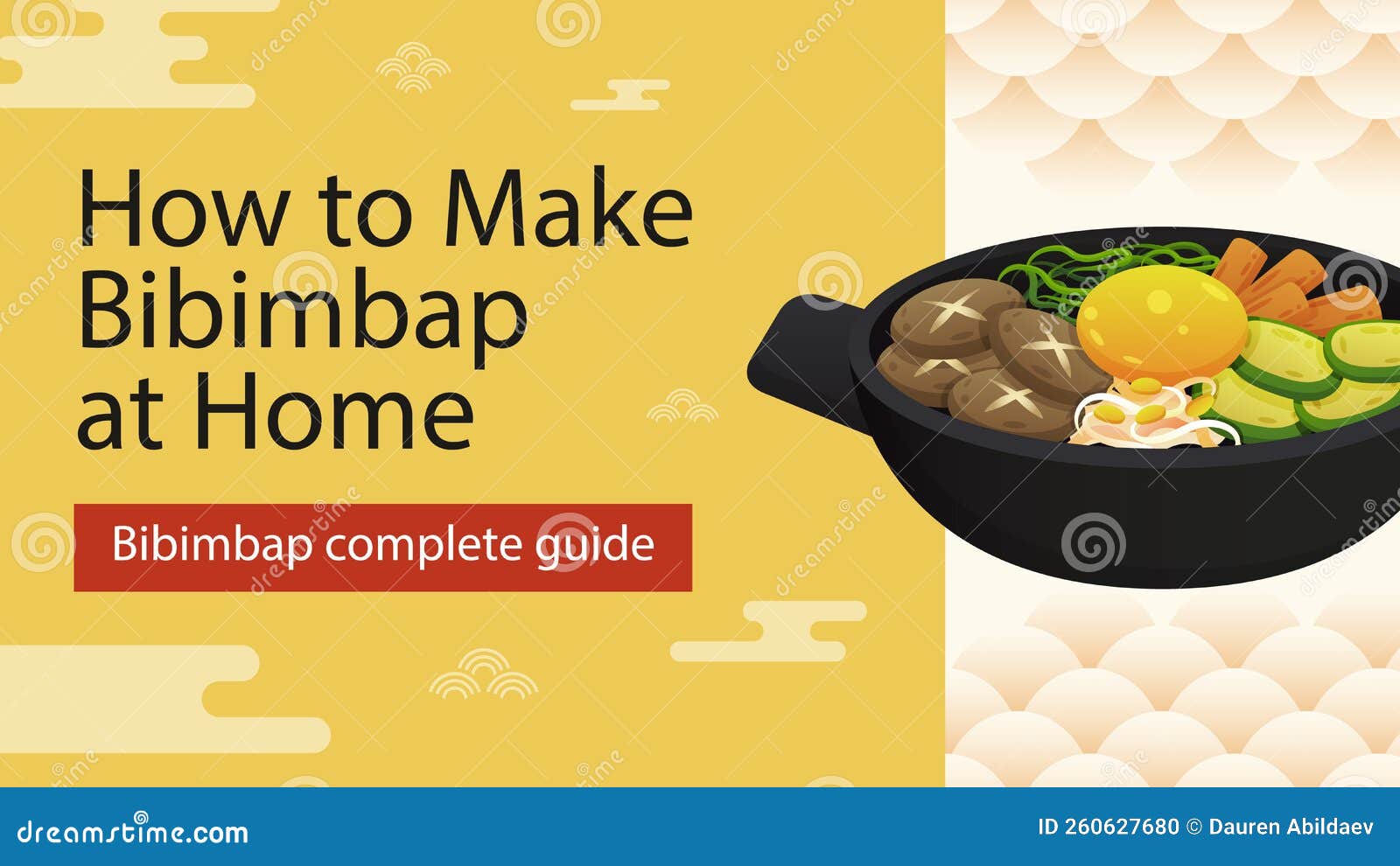 Gradient Korean Restaurant Youtube Thumbnail Vector Illustration. Stock ...