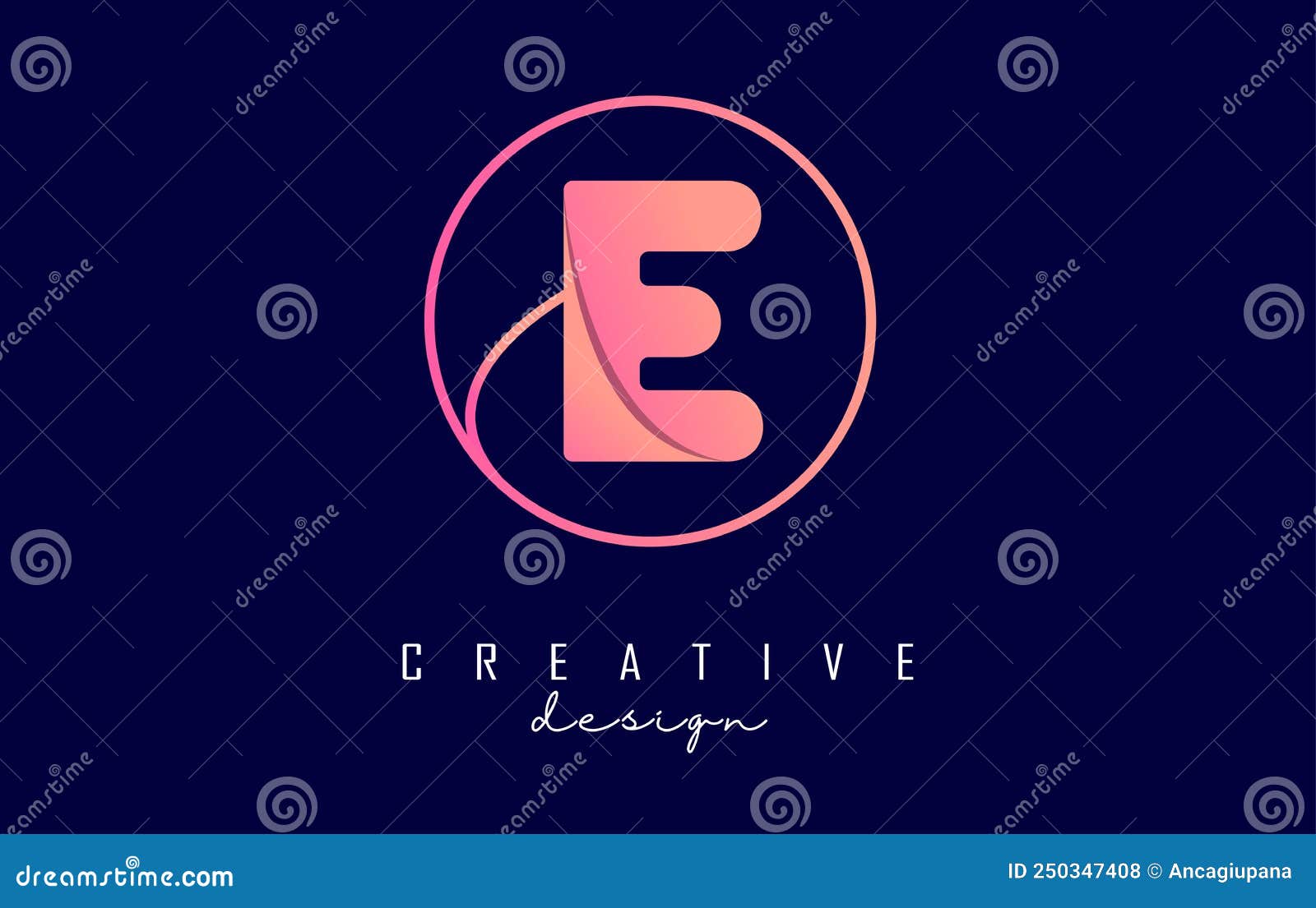 Gradient Letter E Logo with Circle Frame and Minimalist Design. Letter E with Geometric Design ...