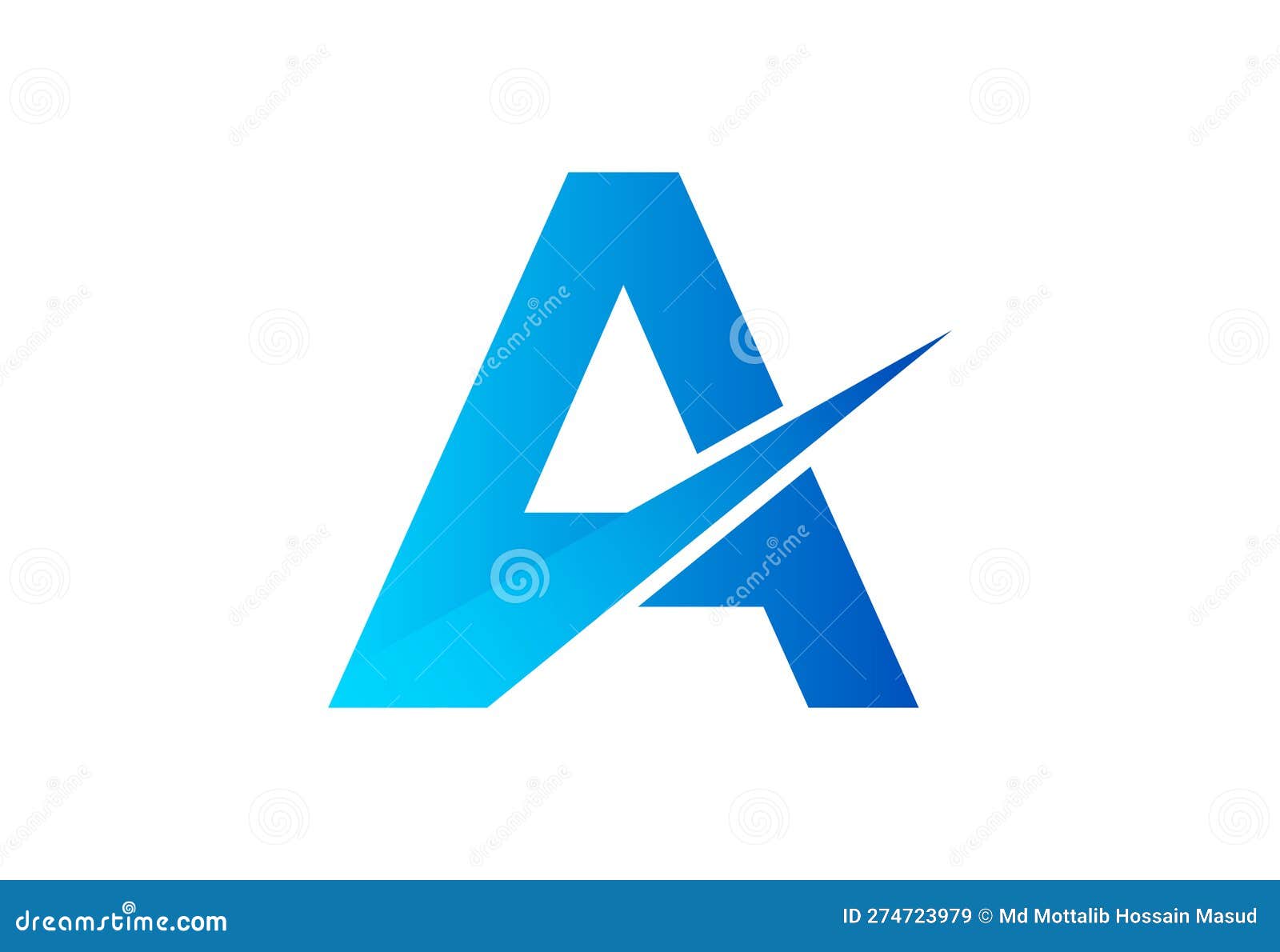 Gradient a Letter Logo Design with Swoosh, Vector Illustration Stock ...