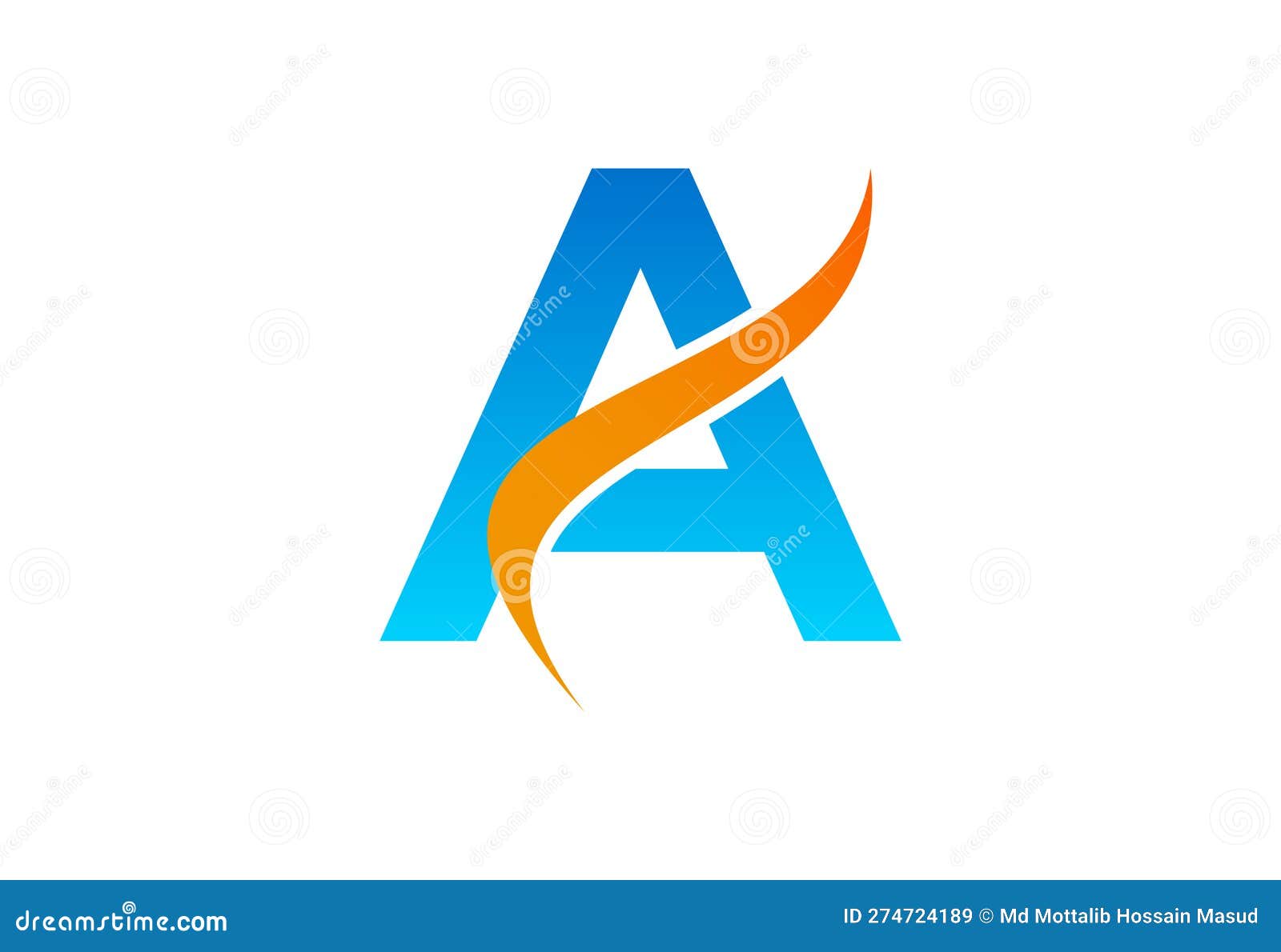 Gradient a Letter Logo Design with Swoosh, Vector Illustration Stock ...