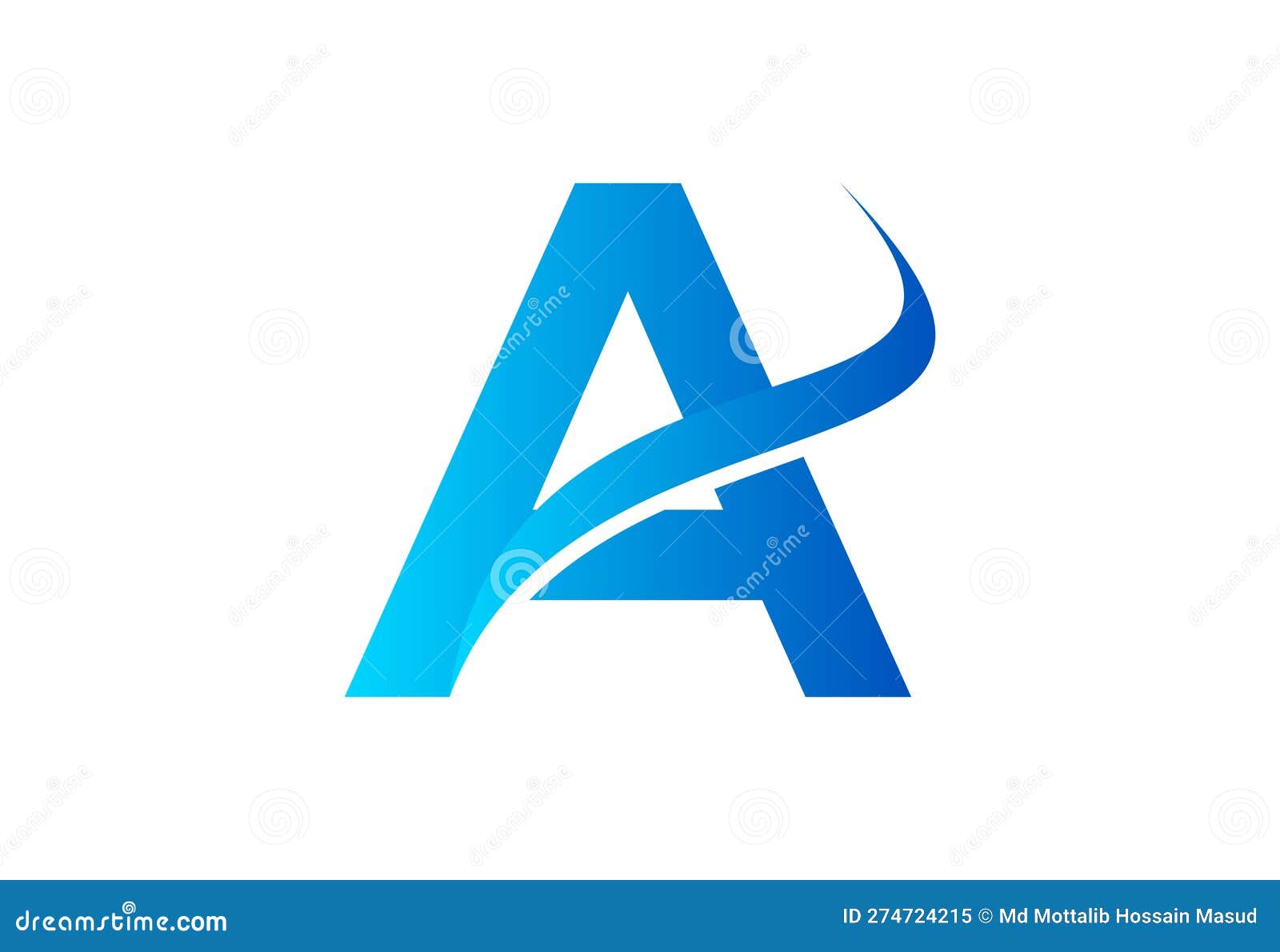 Gradient a Letter Logo Design with Swoosh, Vector Illustration Stock ...