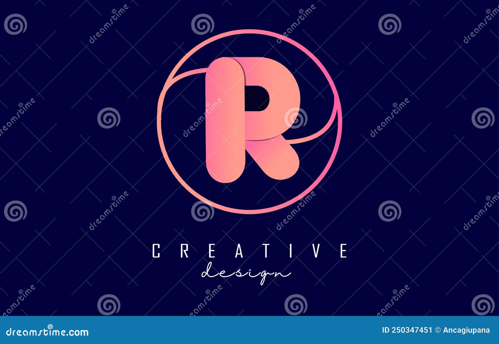 Gradient Letter R Logo with Circle Frame and Minimalist Design. Letter ...
