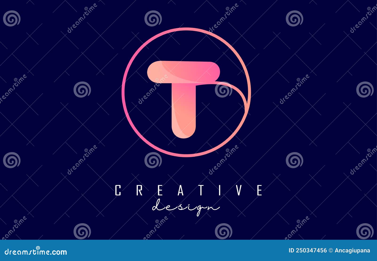 Gradient Letter T Logo with Circle Frame and Minimalist Design. Letter ...