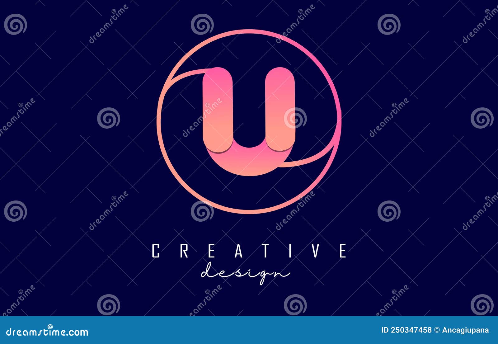 Gradient Letter U Logo with Circle Frame and Minimalist Design. Letter ...