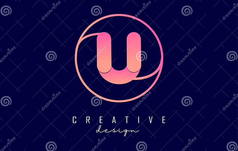 Gradient Letter U Logo with Circle Frame and Minimalist Design. Letter ...
