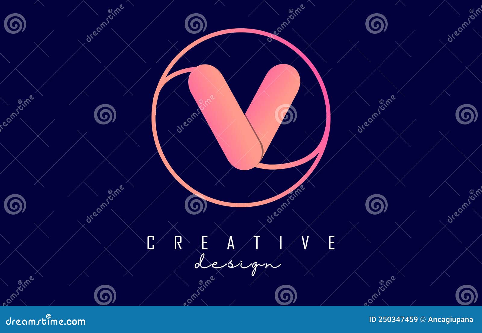 Gradient Letter V Logo with Circle Frame and Minimalist Design. Letter ...