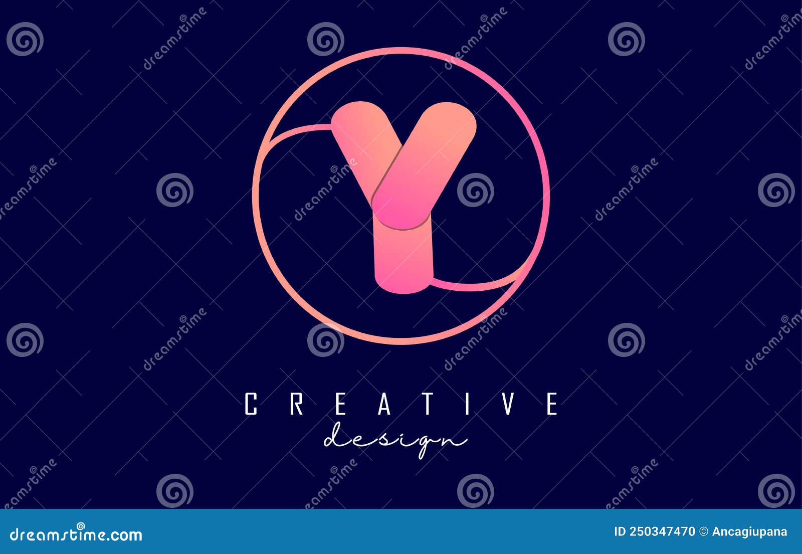 Gradient Letter Y Logo with Circle Frame and Minimalist Design. Letter ...