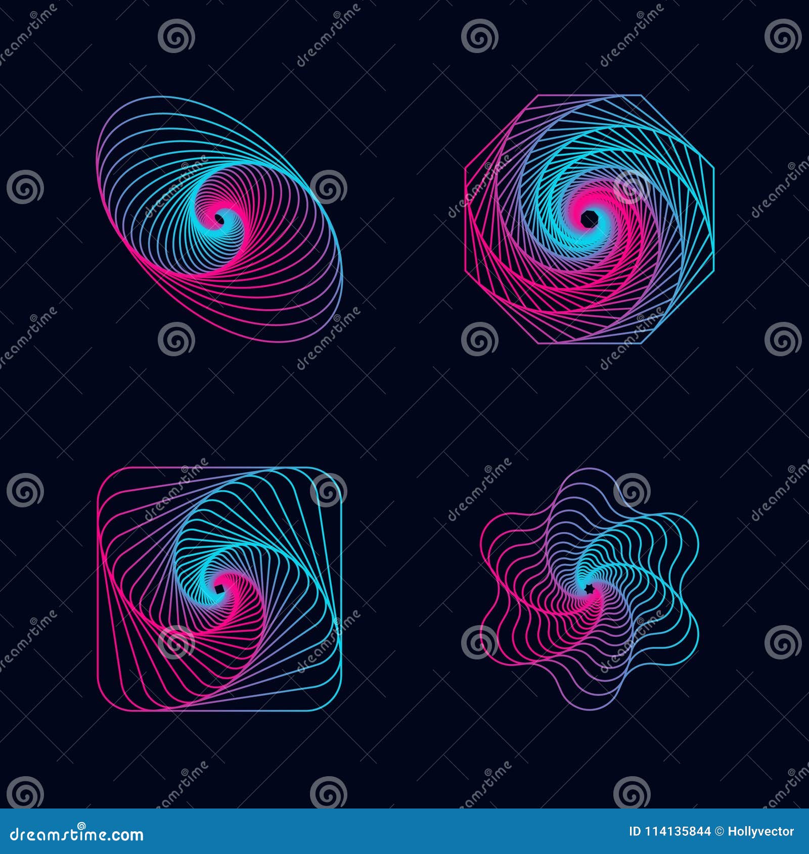 Gradient Line Spiral Designs Elements Stock Vector - Illustration of ...