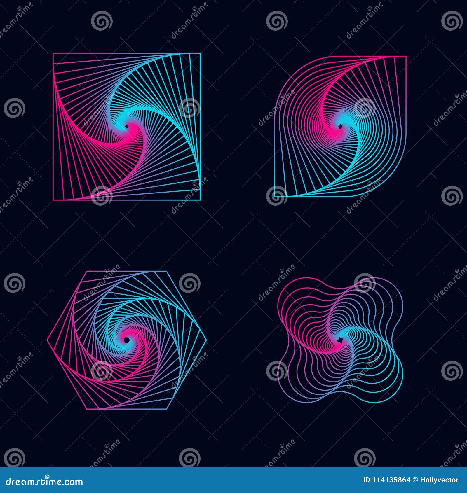 Gradient Line Spiral Designs Elements Stock Vector - Illustration of ...