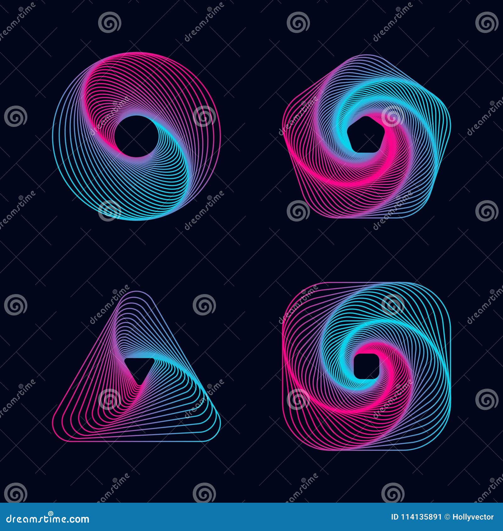 Gradient Line Spiral Designs Elements Stock Vector - Illustration of ...