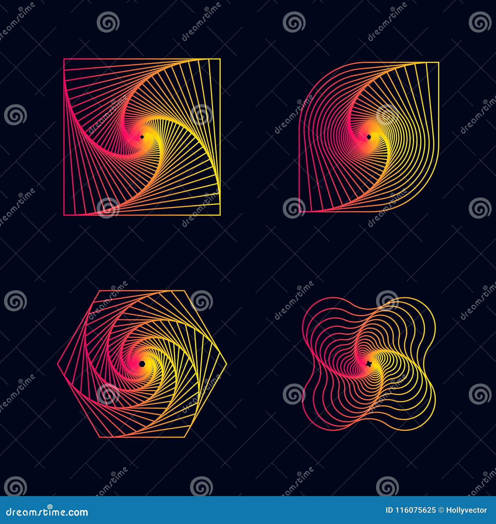 Gradient Line Spiral Designs Elements Stock Vector - Illustration of ...