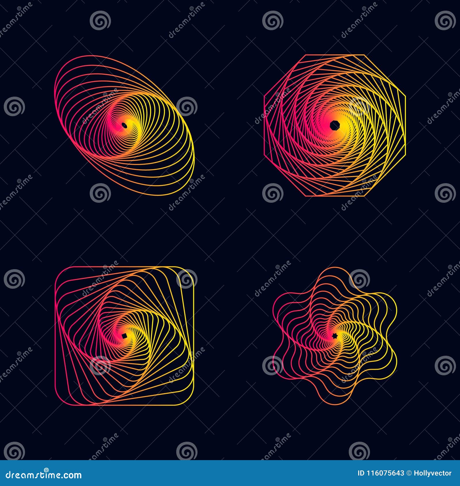 Gradient Line Spiral Designs Elements Stock Vector - Illustration of ...