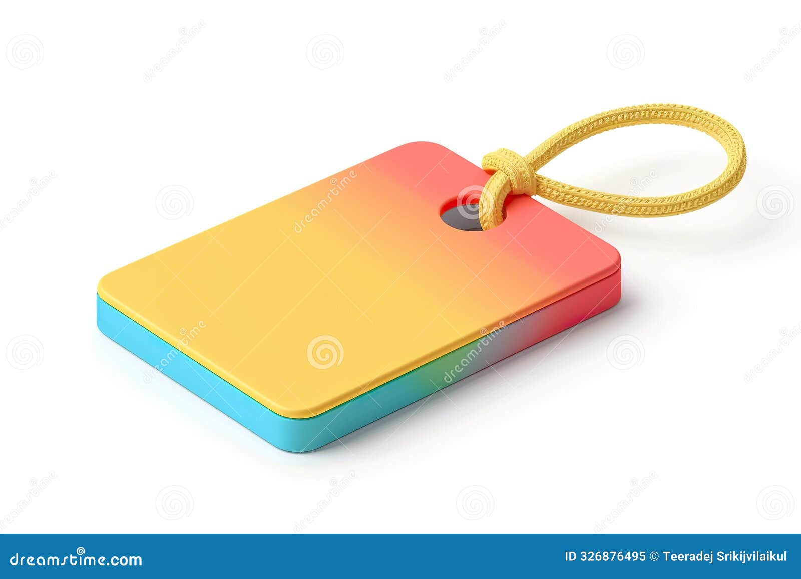 Gradient Luggage Tag in Yellow, Red, and Blue with Yellow String Stock ...