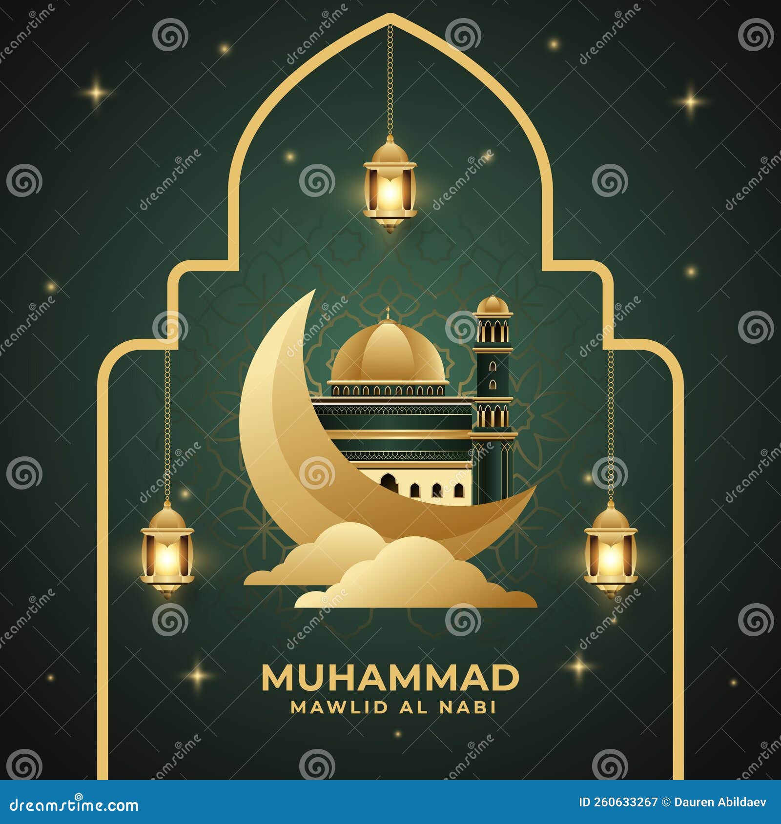 Gradient Mawlid Al Nabi Vector Illustration. Stock Vector ...