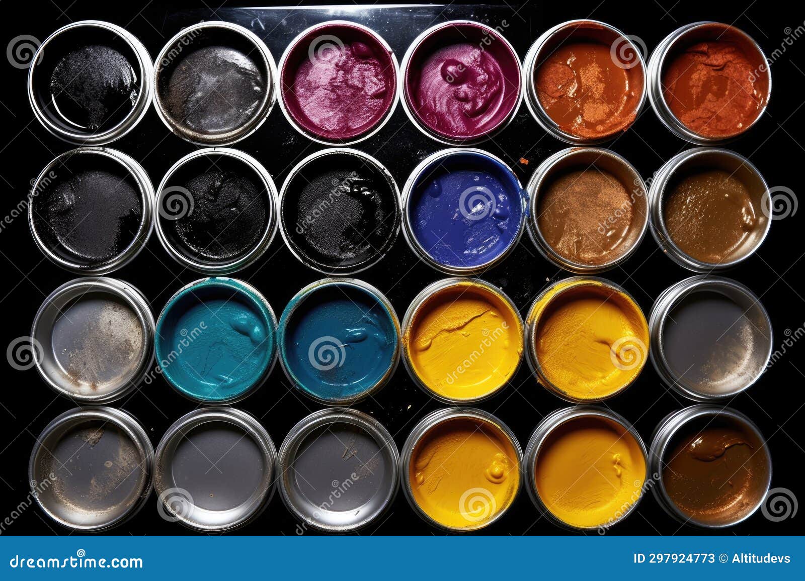 Gradient of Metallic Oil Paints on Black Surface Stock Image - Image of ...