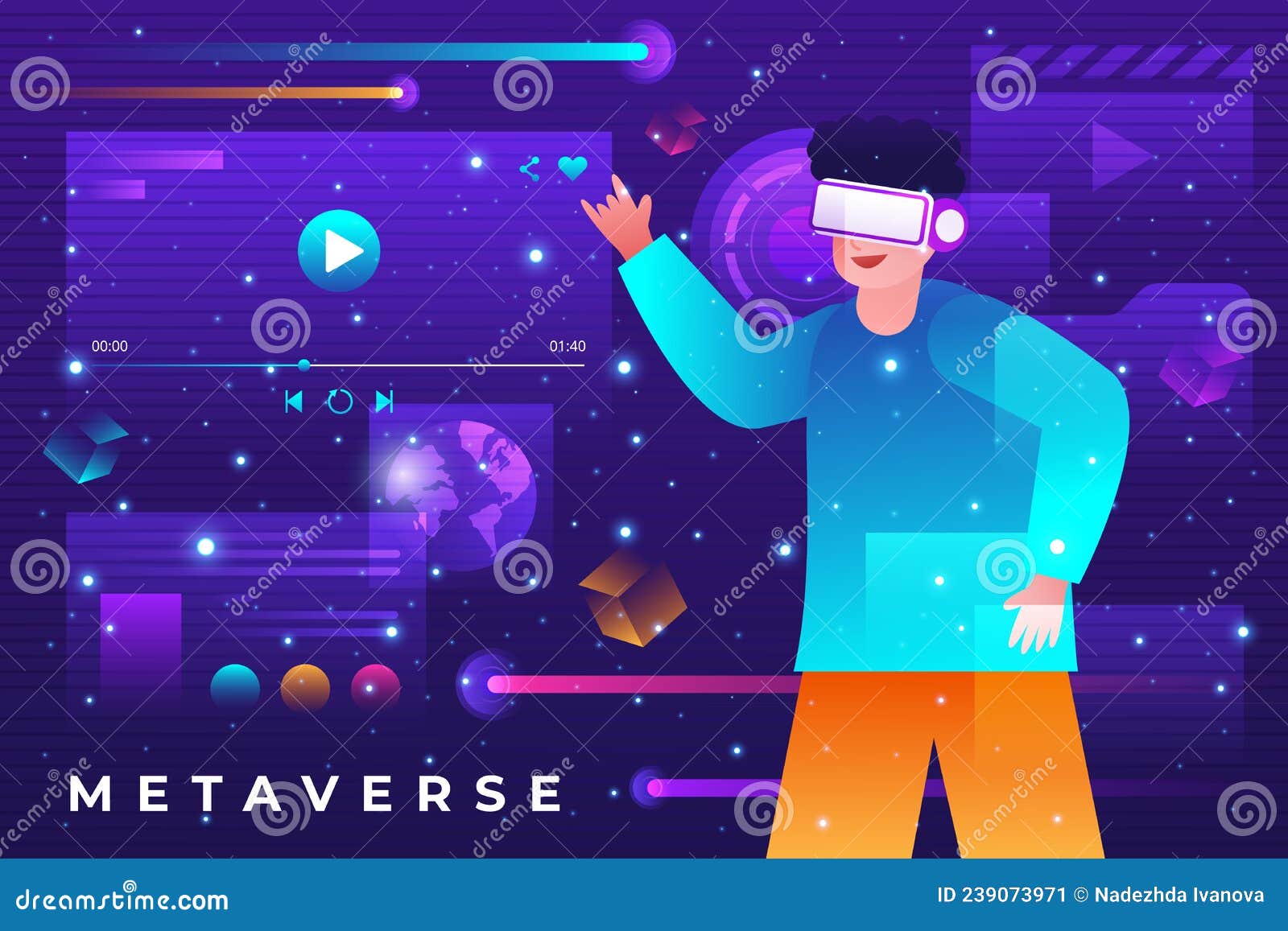 Metaverse Background Concept. Futuristic Digital Landscape In Virtual ...