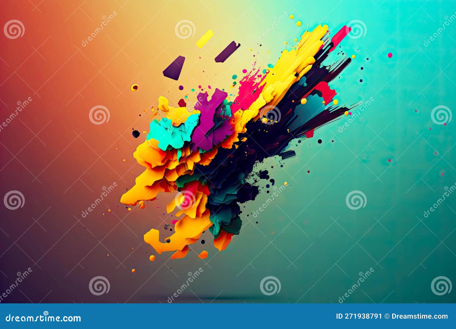 Gradient Mixture of Flying Multi-colored Splashes As 3d Render Abstract ...
